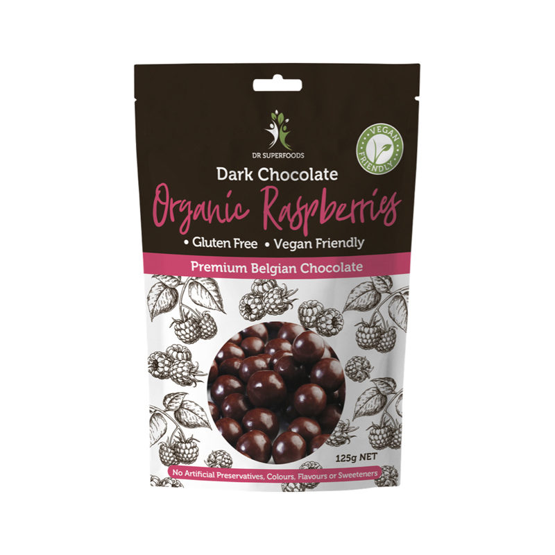 Dark Chocolate Organic Raspberries 125g | WholeLife