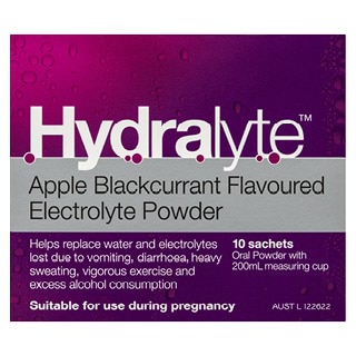 Hydralyte Apple/Blackcurrant Flavored Electrolyte Powder - 10 Sachets ...