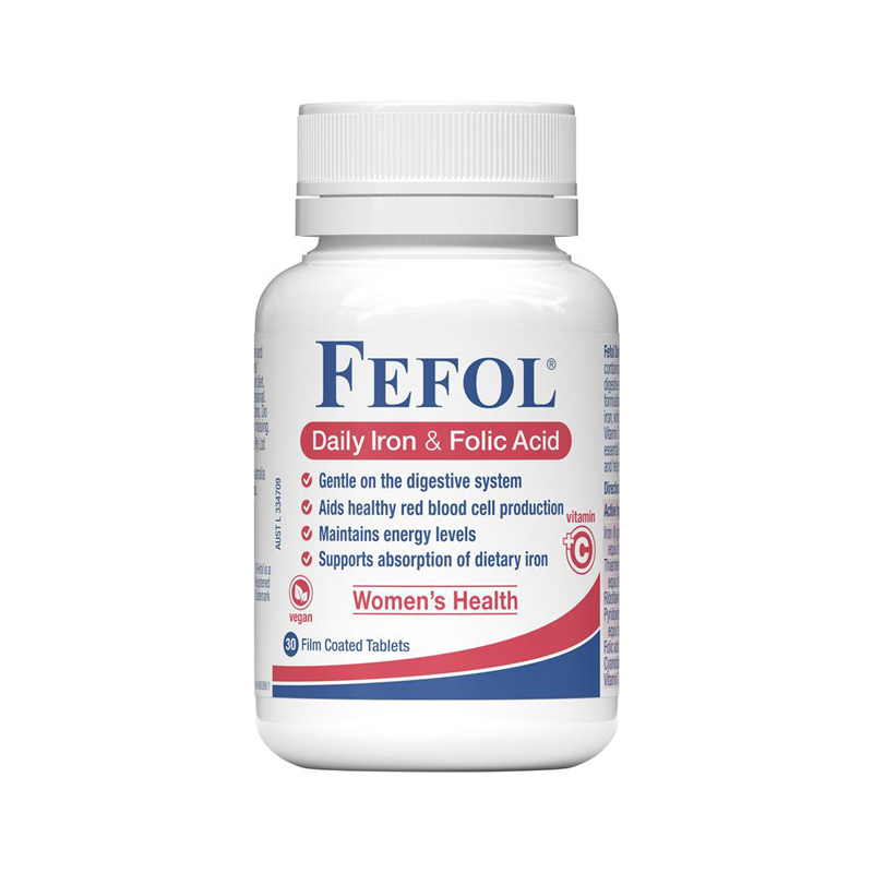 FEFOL Daily Iron & Folic Acid 30 Tablets | WholeLife
