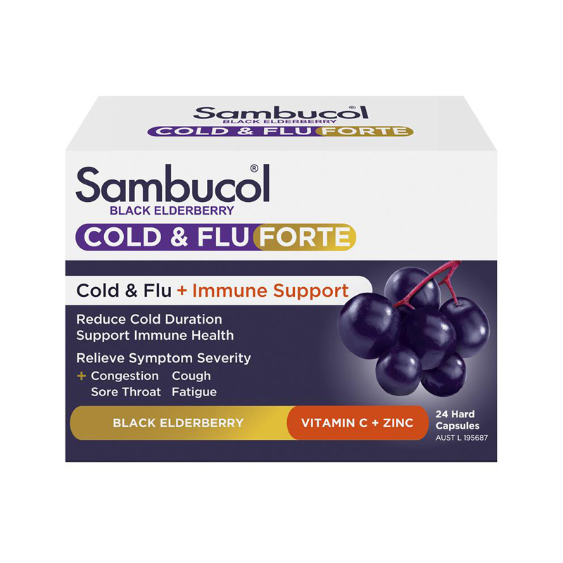 SAMBUCOL Cold & Flu Forte 24 Capsules | WholeLife