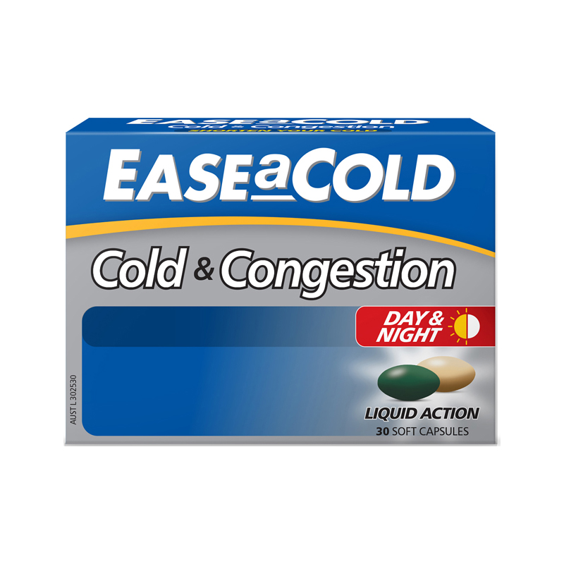 EASE A COLD Cold & Congestion Day/Night 30 Capsules | WholeLife
