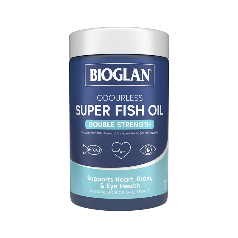 BIOGLAN Super Fish Oil Odourless Double Strenth 200 Capsules | WholeLife