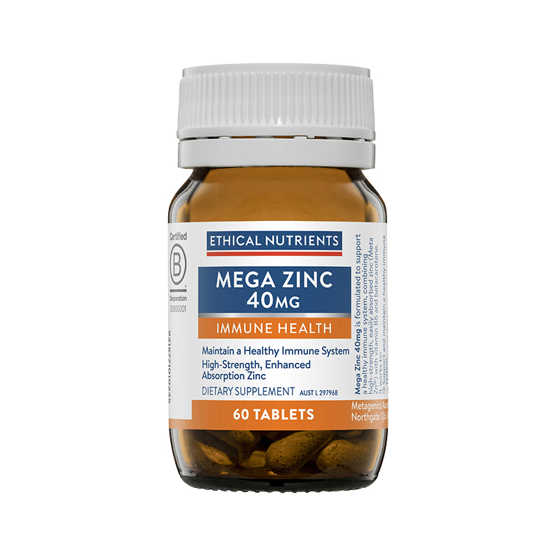 Ethical Nutrients Mega Zinc 40mg 60 Tablets | WholeLife