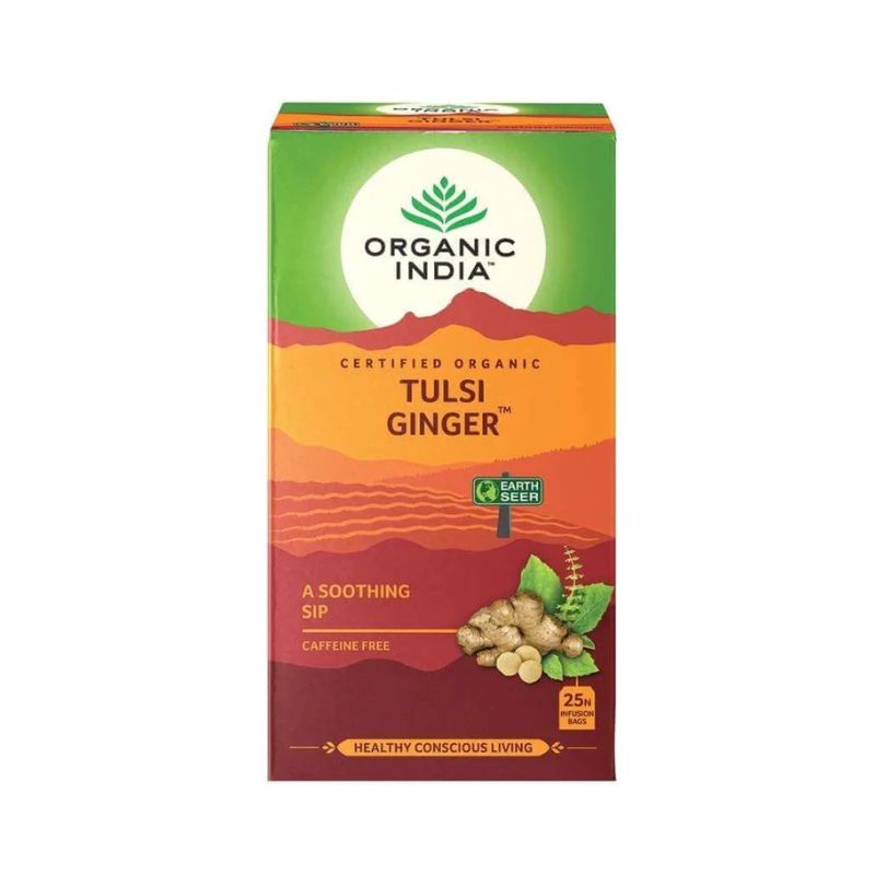 ORGANIC INDIA Tulsi Ginger Tea 25 Infusion Bags | WholeLife