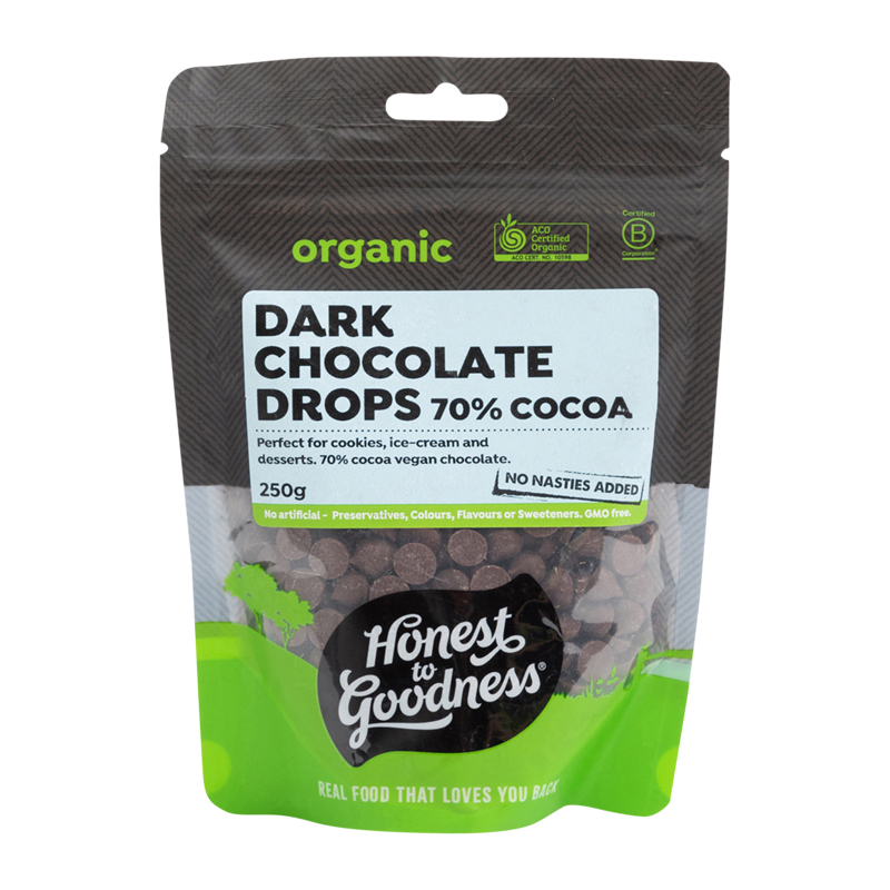 Organic Dark Chocolate Drops 70% Cocoa 250g | WholeLife